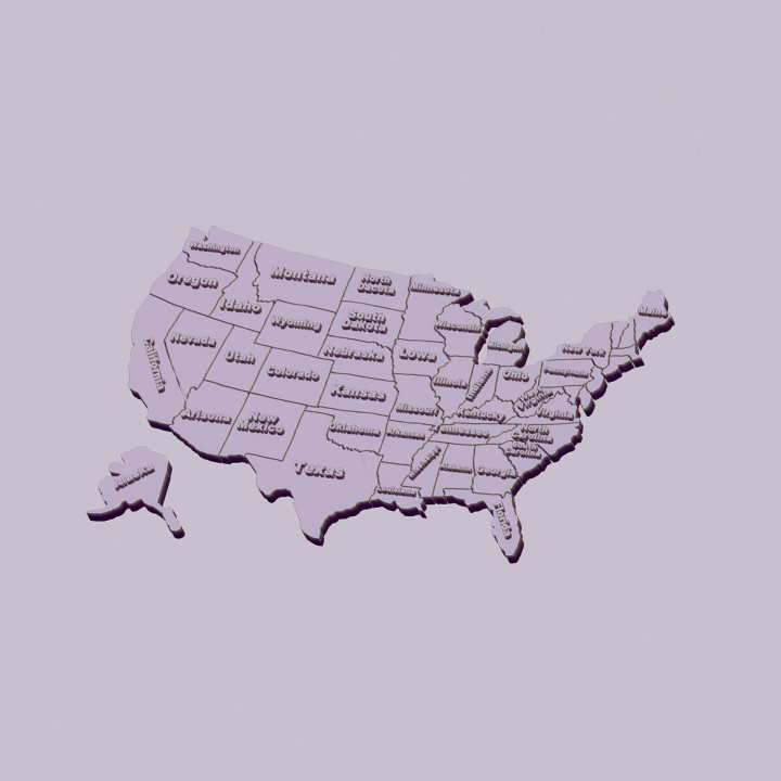 3D Printable USA map by Viktoriya Kabanova
