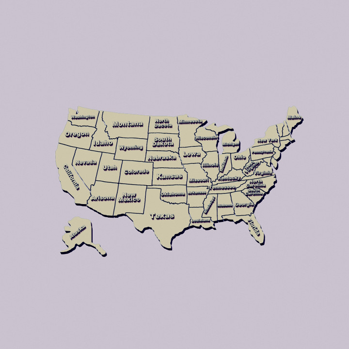 3D Printable USA map by Viktoriya Kabanova