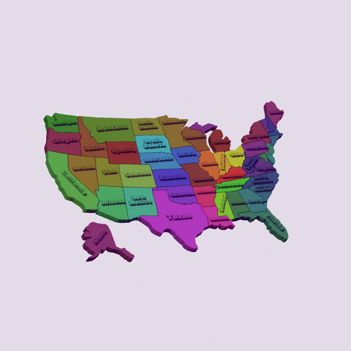 3D Printable USA map by Viktoriya Kabanova