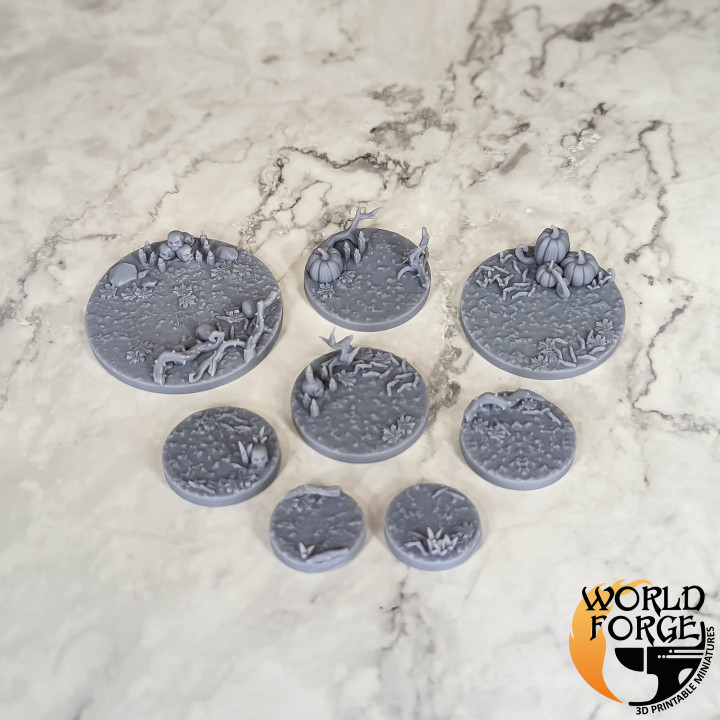3D Printable Spooky Bases x8 by World Forge Miniatures