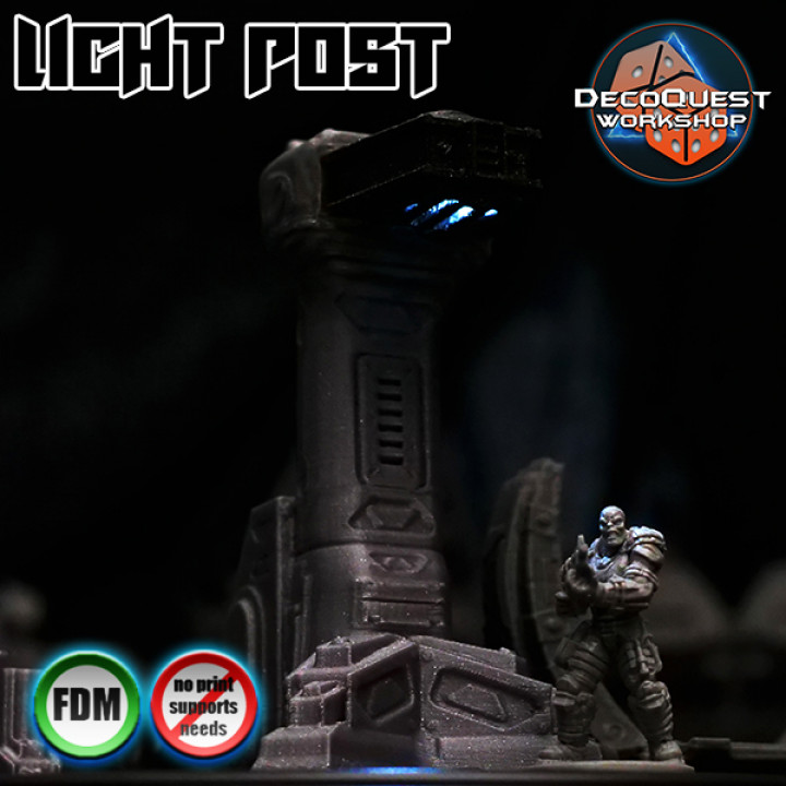 3D Printable LED light post by DecoQuest Workshop