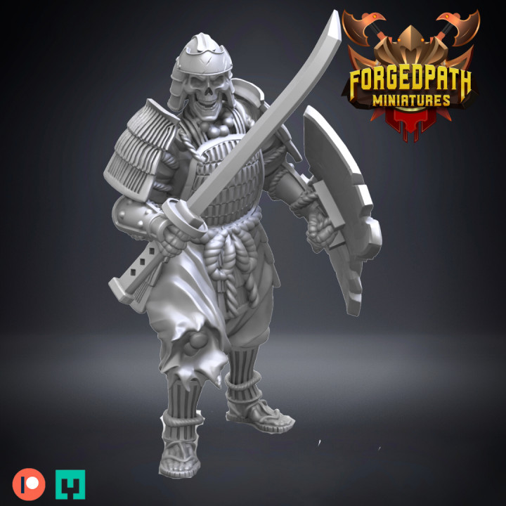 3D Printable Skeleton Undead Japanese Samurai Warriors Shadow Guards by ...