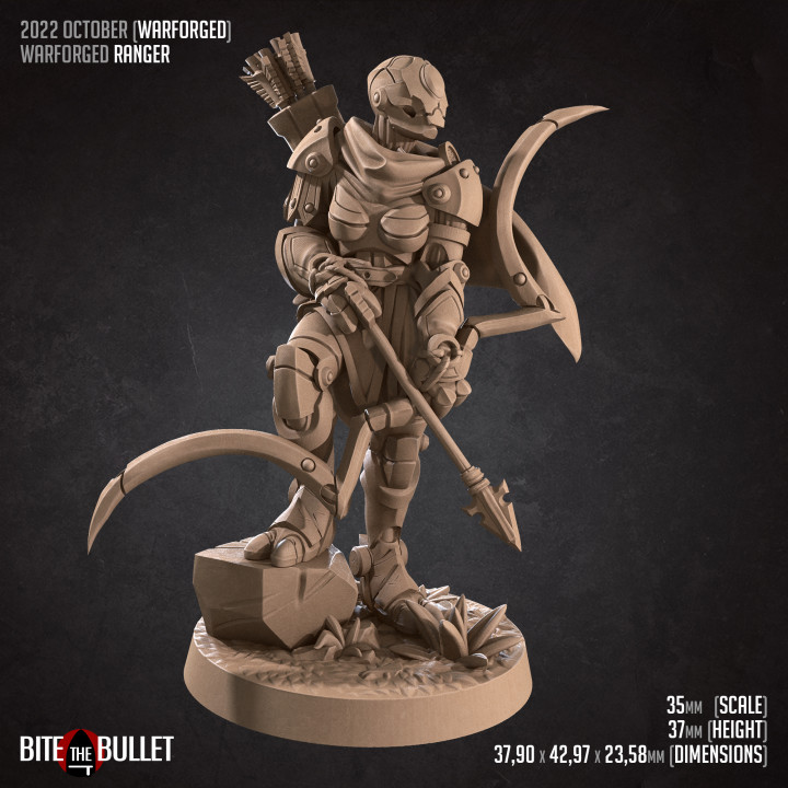 3D Printable Warforged Ranger (8 Versions) by Bite the Bullet