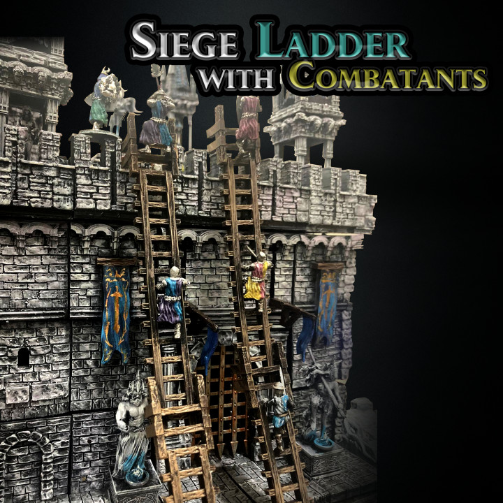 3D Printable Siege Ladder with Combatants by Philip Sin's Miniatures