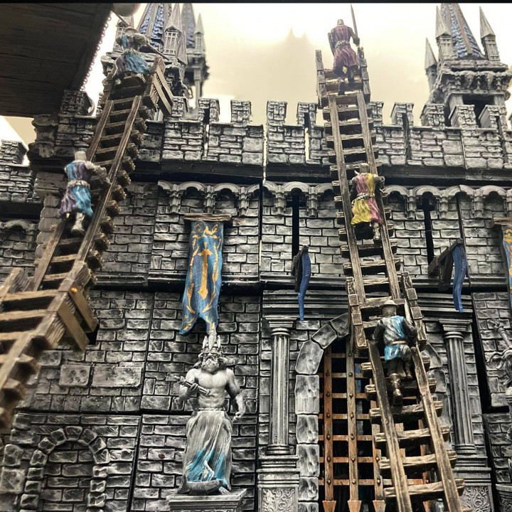 3D Printable Siege Ladder with Combatants by Philip Sin's Miniatures