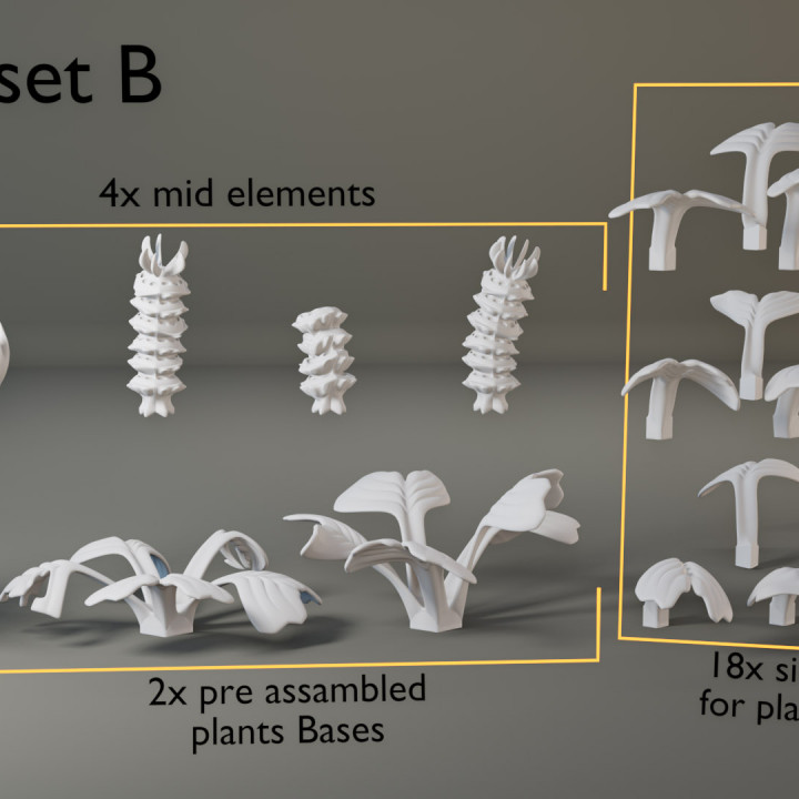 3D Printable Modular Plants set B by WombArt