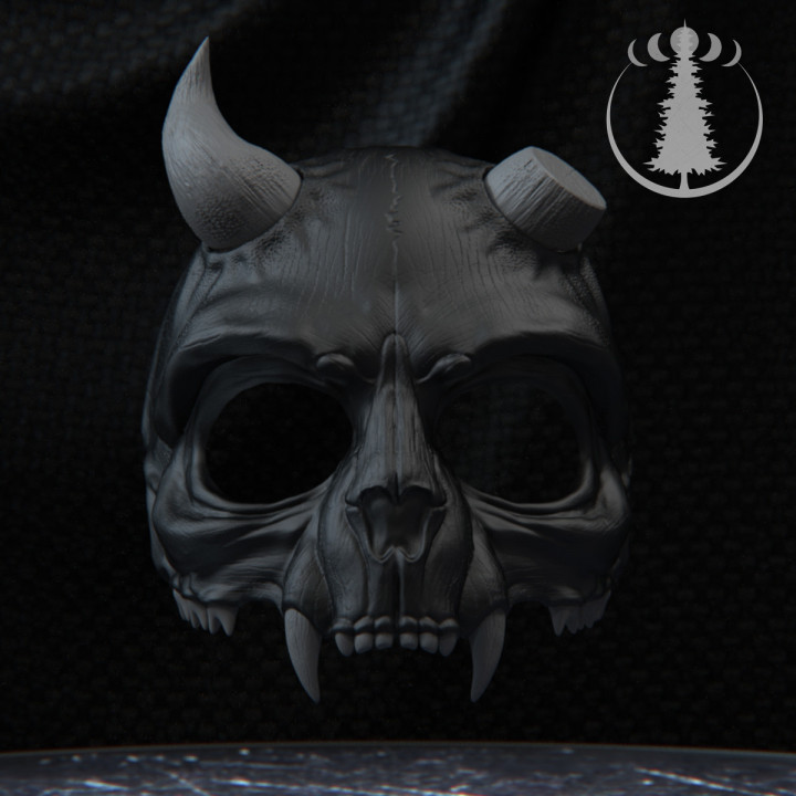 3D Printable MASK "DEMON SKULL WITH HORNS" by WichForest