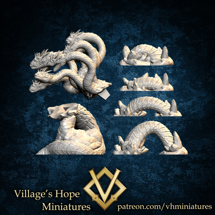 3D Printable Yamata no Orochi / 8 heads snake by Village's Hope Miniatures