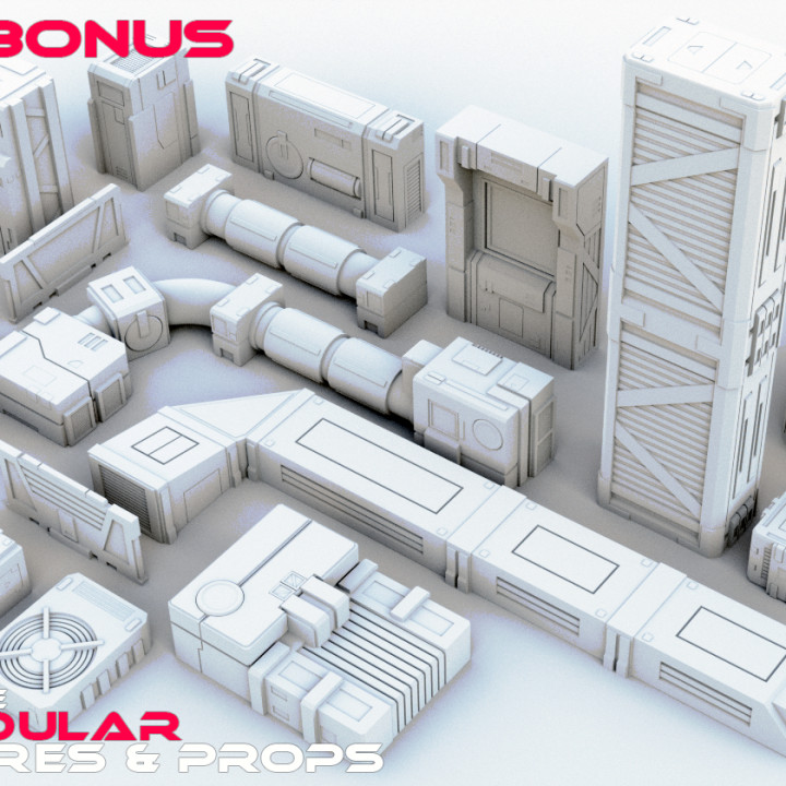 3D Printable Scifi Modular Structures and Props by Project Mobius