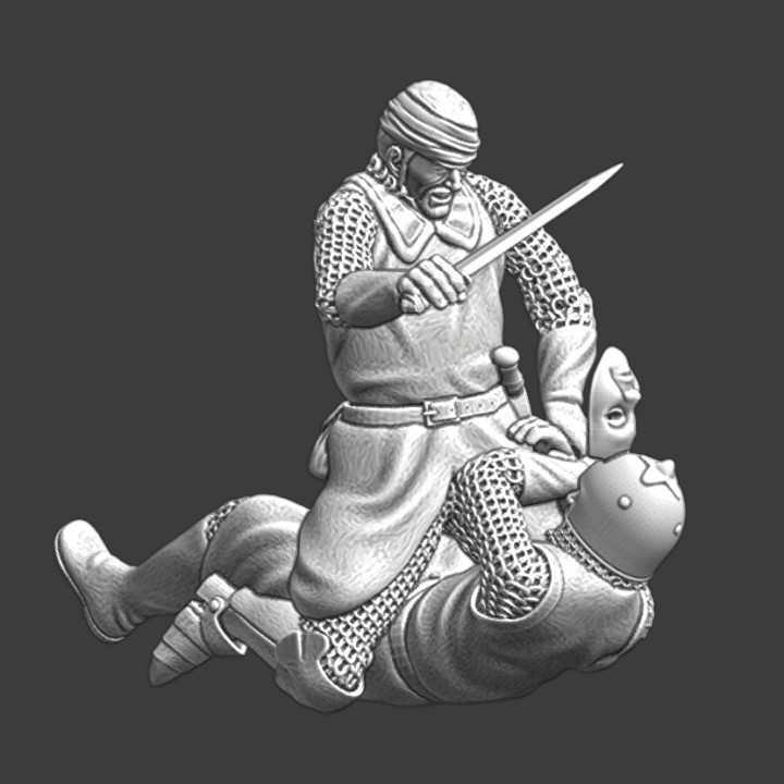 3D Printable Medieval Close Combat scene #2 by Northern Crusades Miniatures
