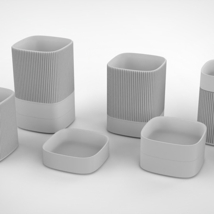 3D Printable stackable Pen Container by Edward
