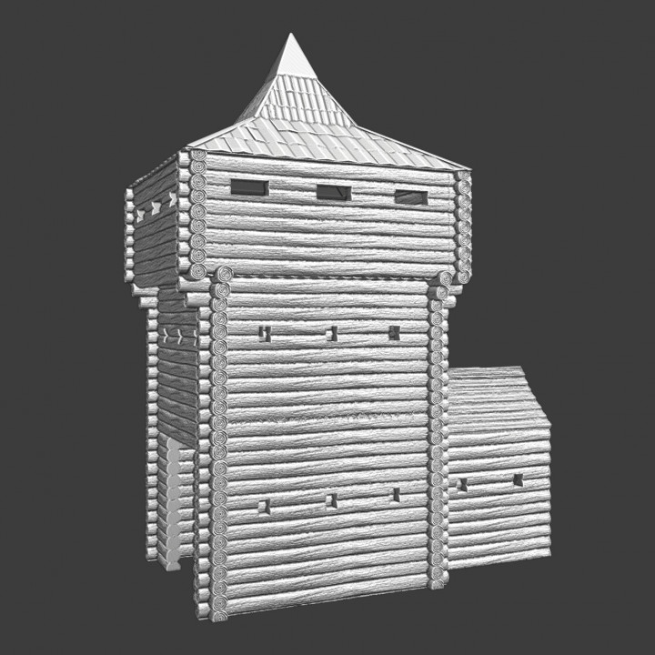 3D Printable Medieval Russian Fortress tower gate with annex by ...