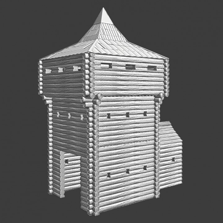 3D Printable Medieval Russian Fortress tower gate with annex by ...