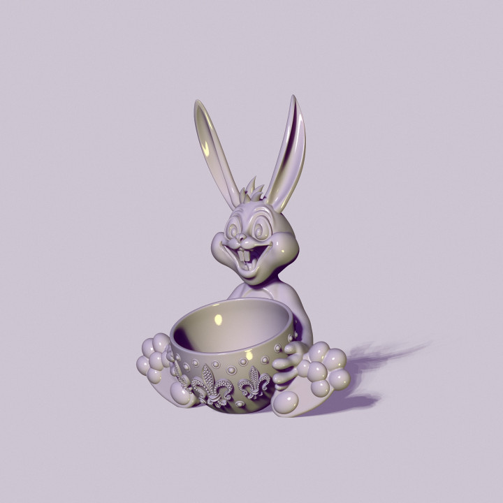 3D Printable rabbit with cup for jewelry by Viktoriya Kabanova