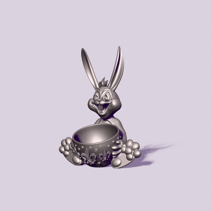 3D Printable rabbit with cup for jewelry by Viktoriya Kabanova