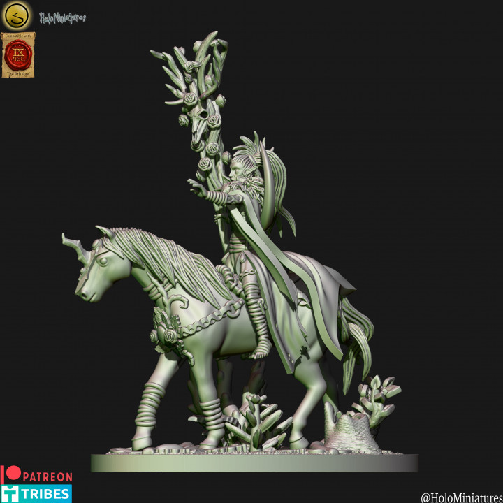 3D Printable Wood elf mage on horse (elves) by HoloMiniatures