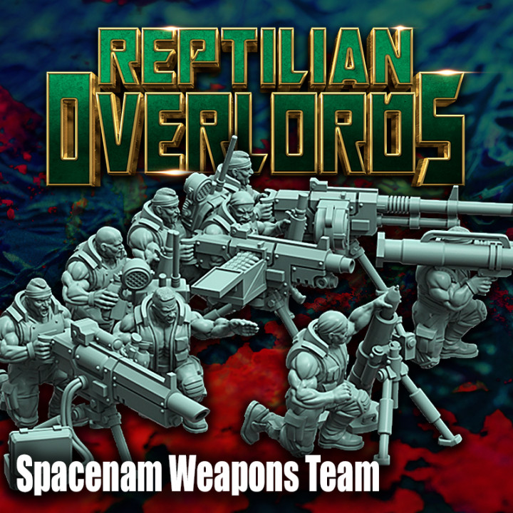 3D Printable Spacenam Heavy Weapon Team 4pack by Reptilian Overlords