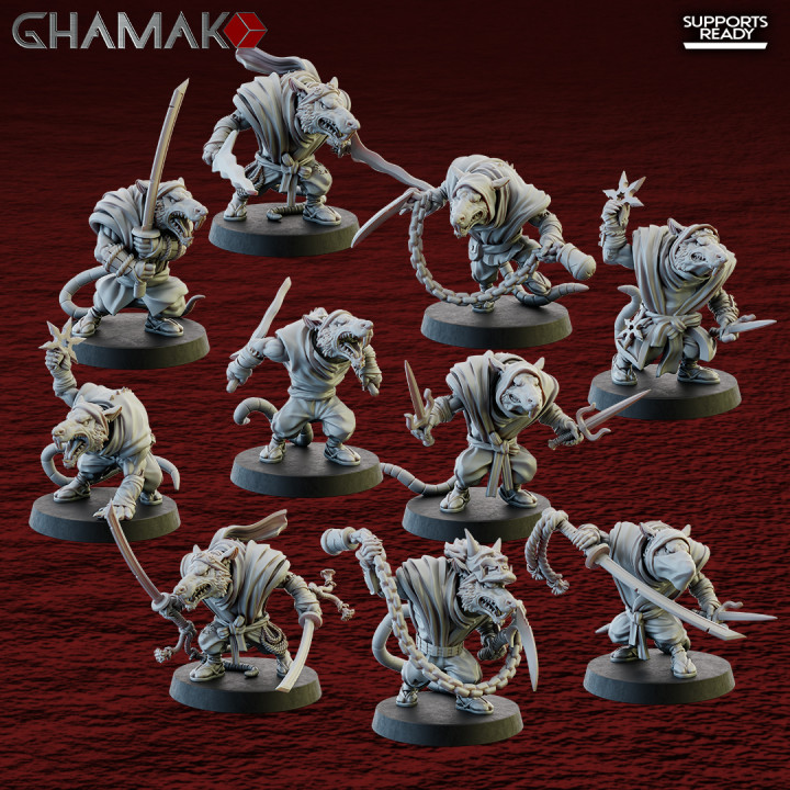 3D Printable Ninja Rats by Ghamak