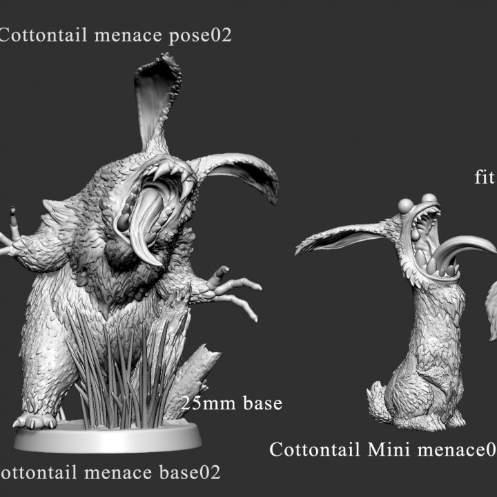 3D Printable Cotton-Tail Mini Menaces (3 poses) by Mini Monster Mayhem