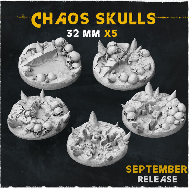 3D Printable Chaos Sculls - Bases & Toppers (Big Set) by Zabavka Workshop