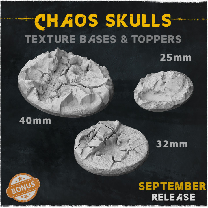 3D Printable Chaos Sculls - Bases & Toppers (Big Set) by Zabavka Workshop