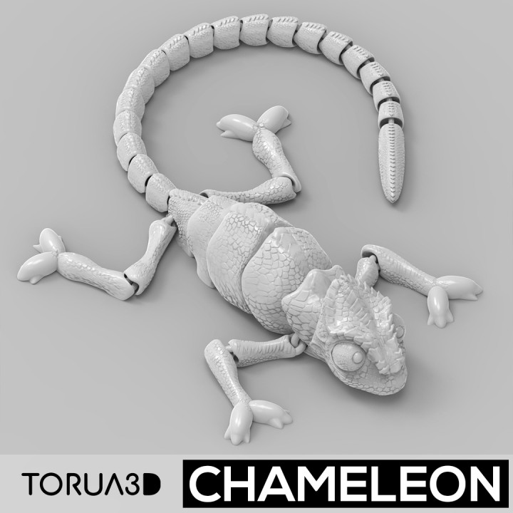 3D Printable ARTICULATED CHAMELEON #001 by Torua3D