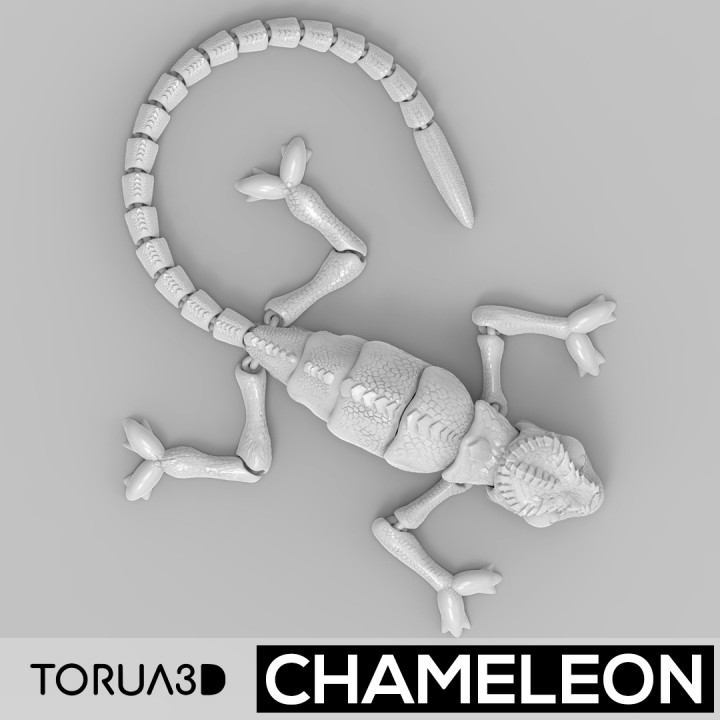 3D Printable ARTICULATED CHAMELEON #001 by Torua3D