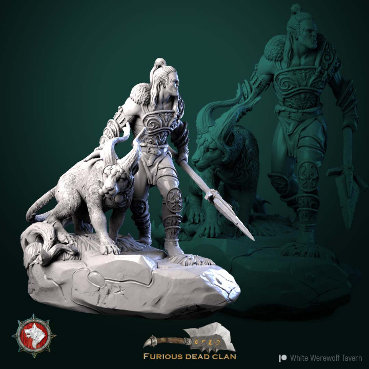3D Printable Larsael the Lightning orc hunter 32mm and 75mm pre ...