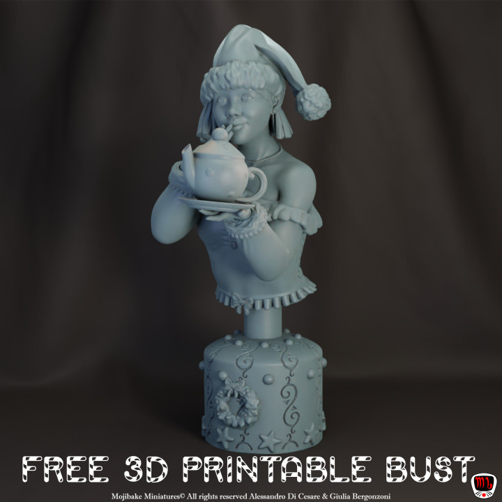 3D Printable Xmas Tea Party; Luna's Bust | FREE Christmas Girl by ...