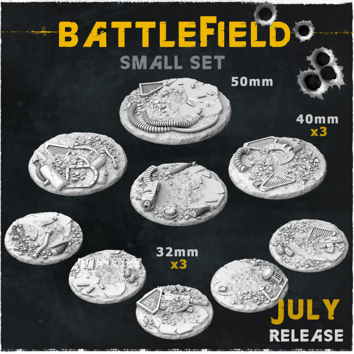 3D Printable Battlefield - Bases & Toppers (Small Set) by Zabavka Workshop