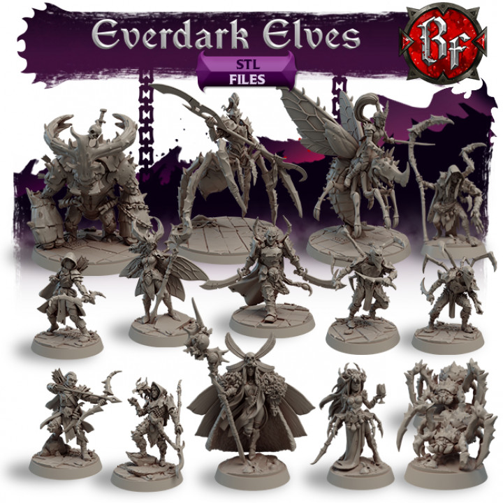3D Printable Everdark Elves by Titan Forge Miniatures
