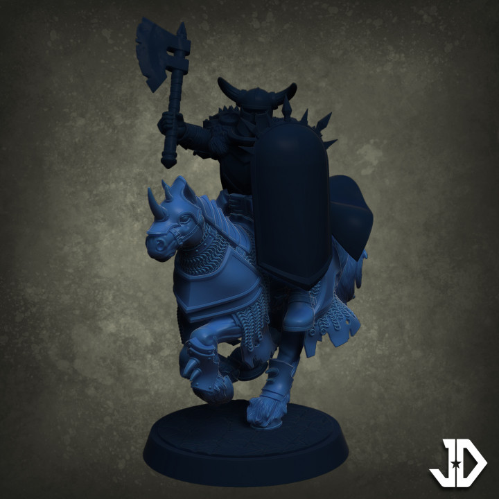 3D Printable Chaos Rider - B - Rider with ax and shield - Pre-supported ...