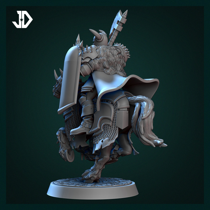 3D Printable Chaos Rider - B - Rider with ax and shield - Pre-supported ...