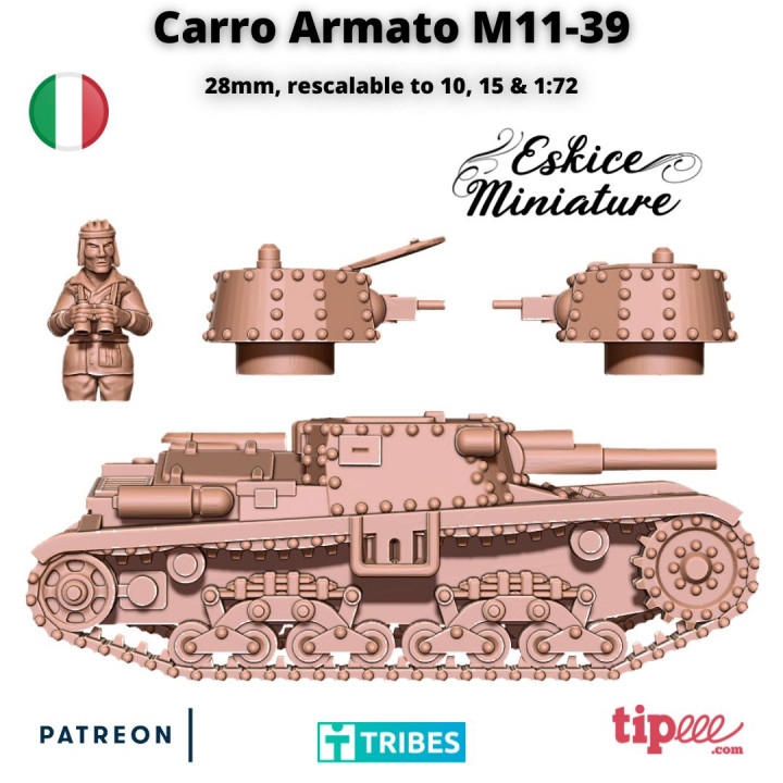 3D Printable Carro Armato M11/39 tank - 28mm by Eskice Miniature - Aron
