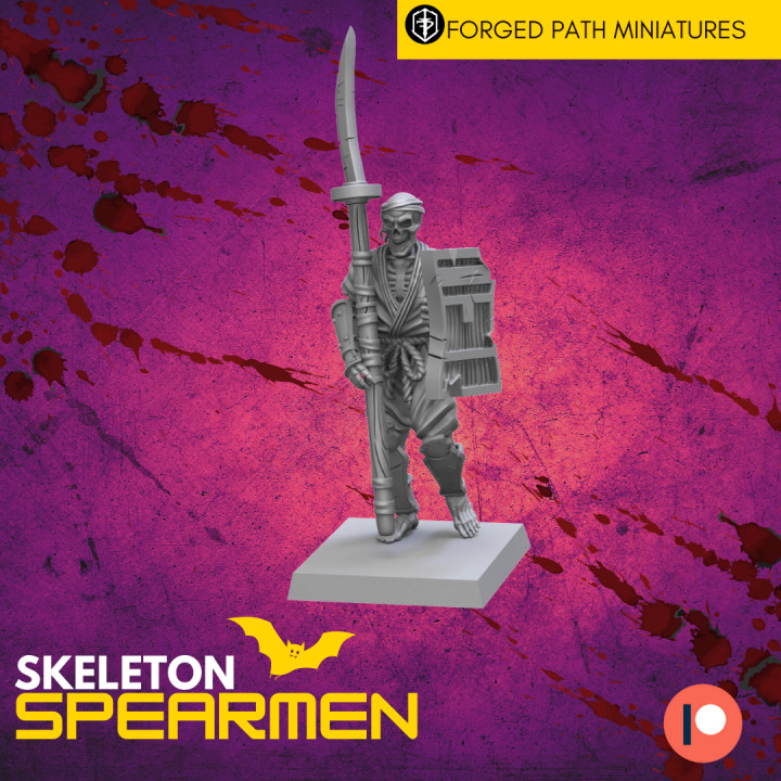3D Printable Skeleton Samurai Spearmen Warriors by Forged Path Miniatures