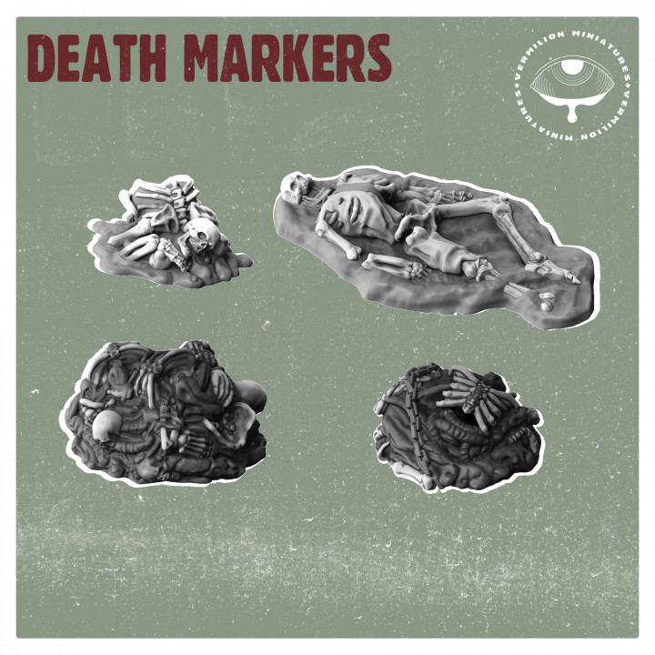 3D Printable Wasteland Death Markers by Vermilion Miniatures