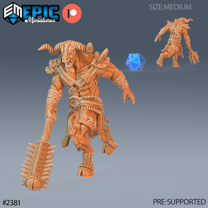 3D Printable Minotaur Adventurer Set / Longhorn Humanoid / Bulky ...