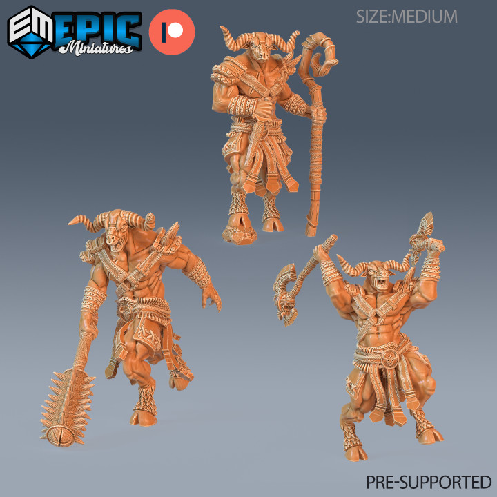 3D Printable Minotaur Adventurer Set / Longhorn Humanoid / Bulky ...