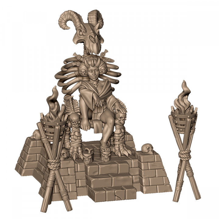 3D Printable Oni queen on her throne by Willy Kao