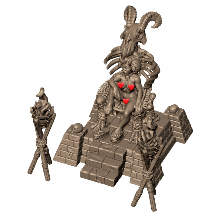 3D Printable Oni queen on her throne by Willy Kao