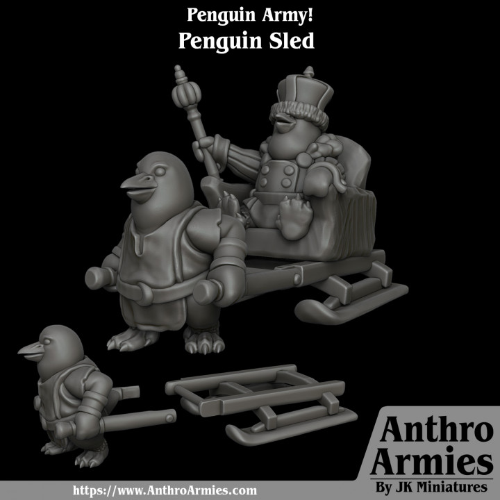 3D Printable King Penguin & Sled by Jamie Korte