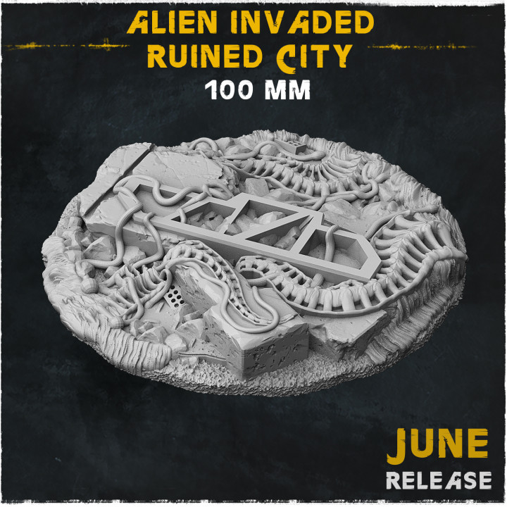 3D Printable Alien Invaded Ruined City - Bases & Toppers (Big set) by ...