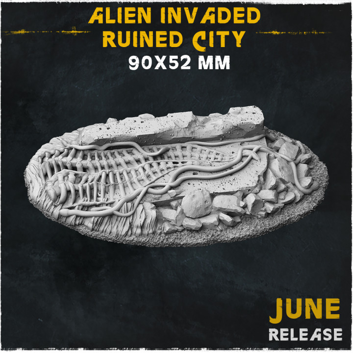 3D Printable Alien Invaded Ruined City - Bases & Toppers (Big set) by ...