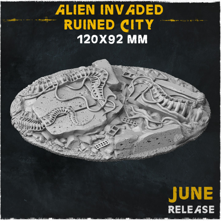 3D Printable Alien Invaded Ruined City - Bases & Toppers (Big set) by ...