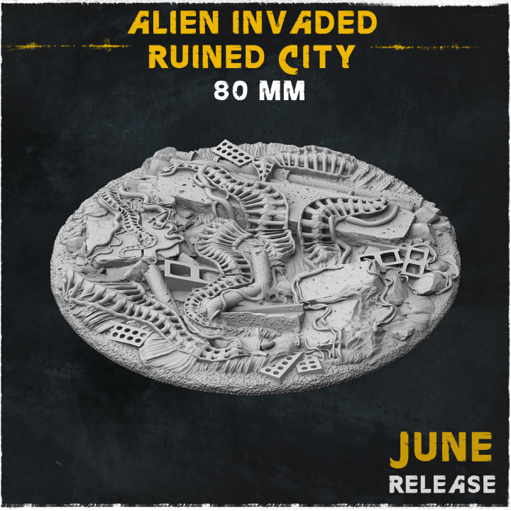 3D Printable Alien Invaded Ruined City - Bases & Toppers (Big set) by ...