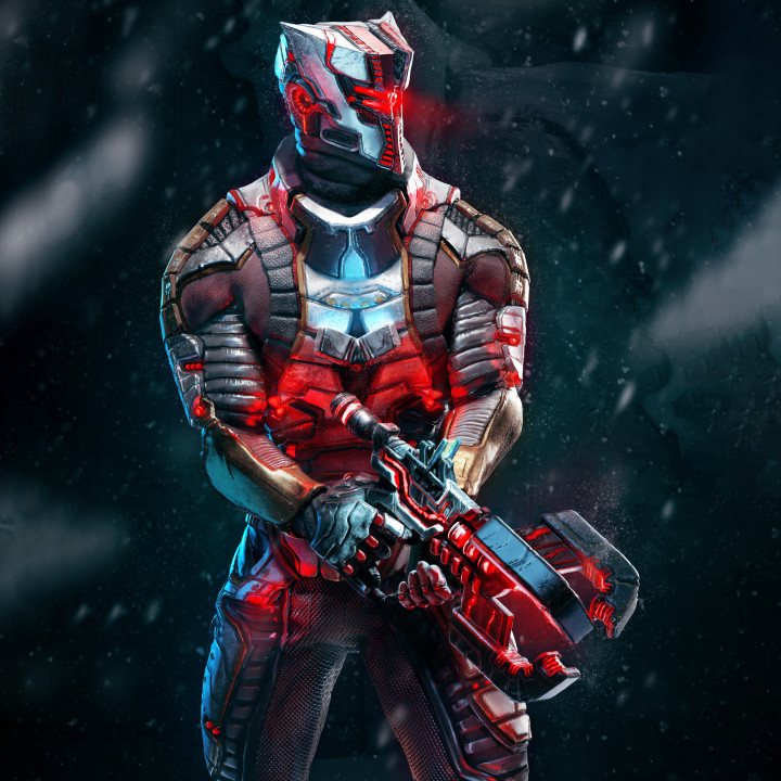 3D Printable Space Soldier Statue (1:10) by Safehold