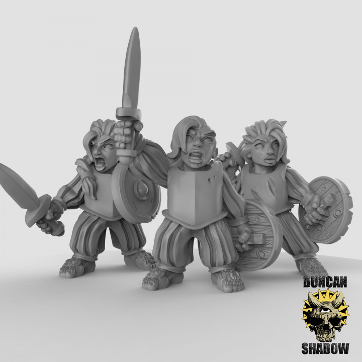 3D Printable Halfling Bundle (pre supported) by Duncan Shadow