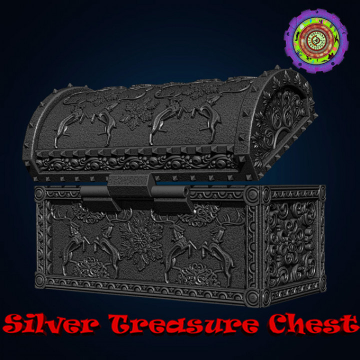 3D Printable Silver Treasure Chest by C2Dwellers
