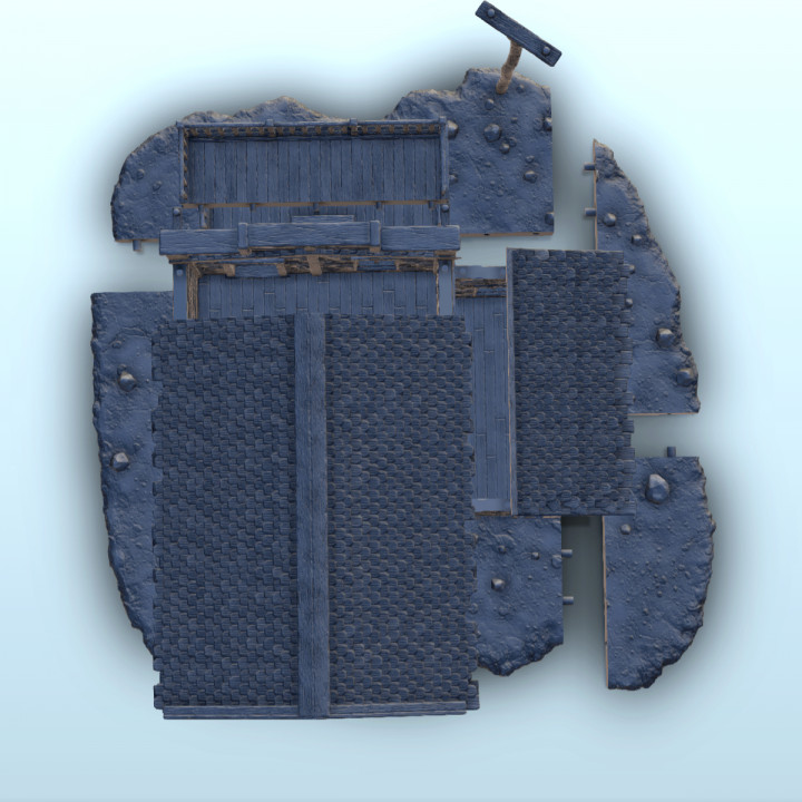 3D Printable Old house with flag and wooden stairs (22) - Six Gun Sound ...