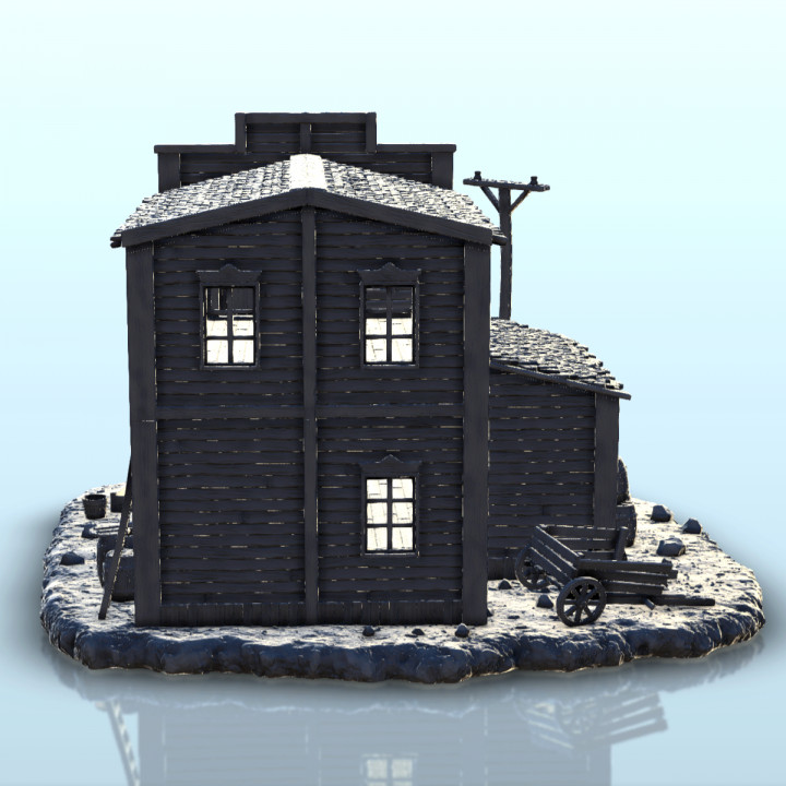 3D Printable Old house with flag and wooden stairs (22) - Six Gun Sound ...